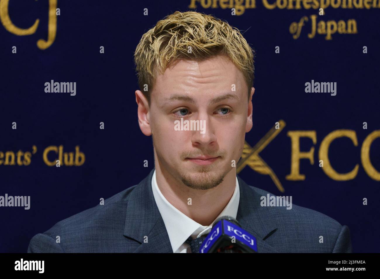 Ukraine's YouTuber Yan Tkachov attends a press conference with his old ...