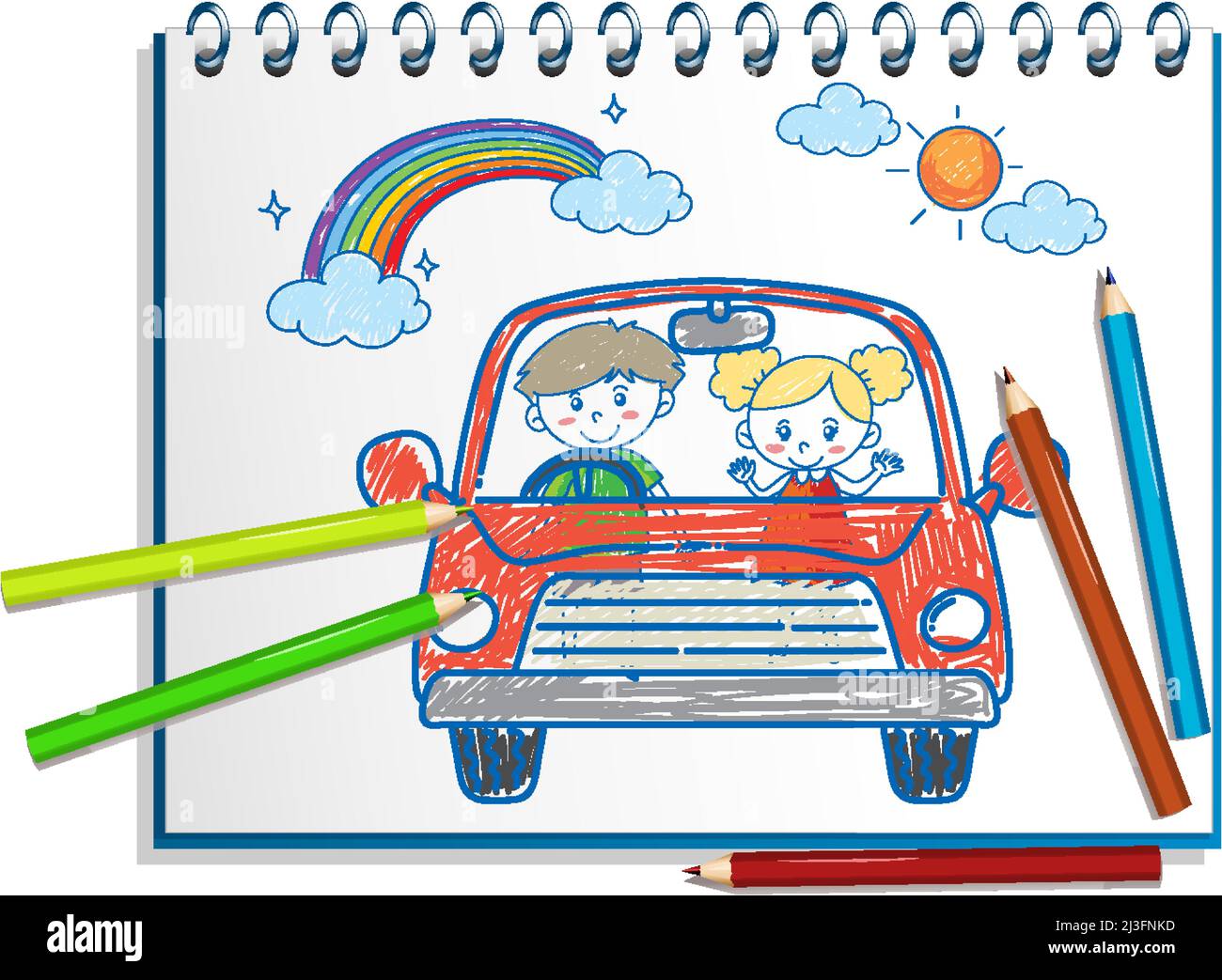 Coloured hand drawn car illustration Stock Vector Image & Art - Alamy