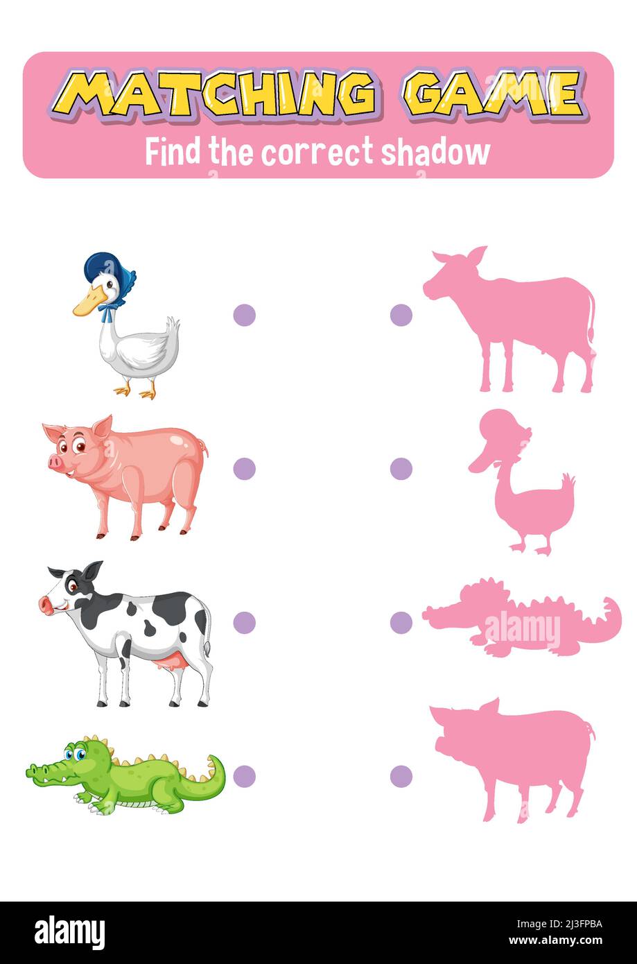 Worksheet design for matching animals illustration Stock Vector Image ...