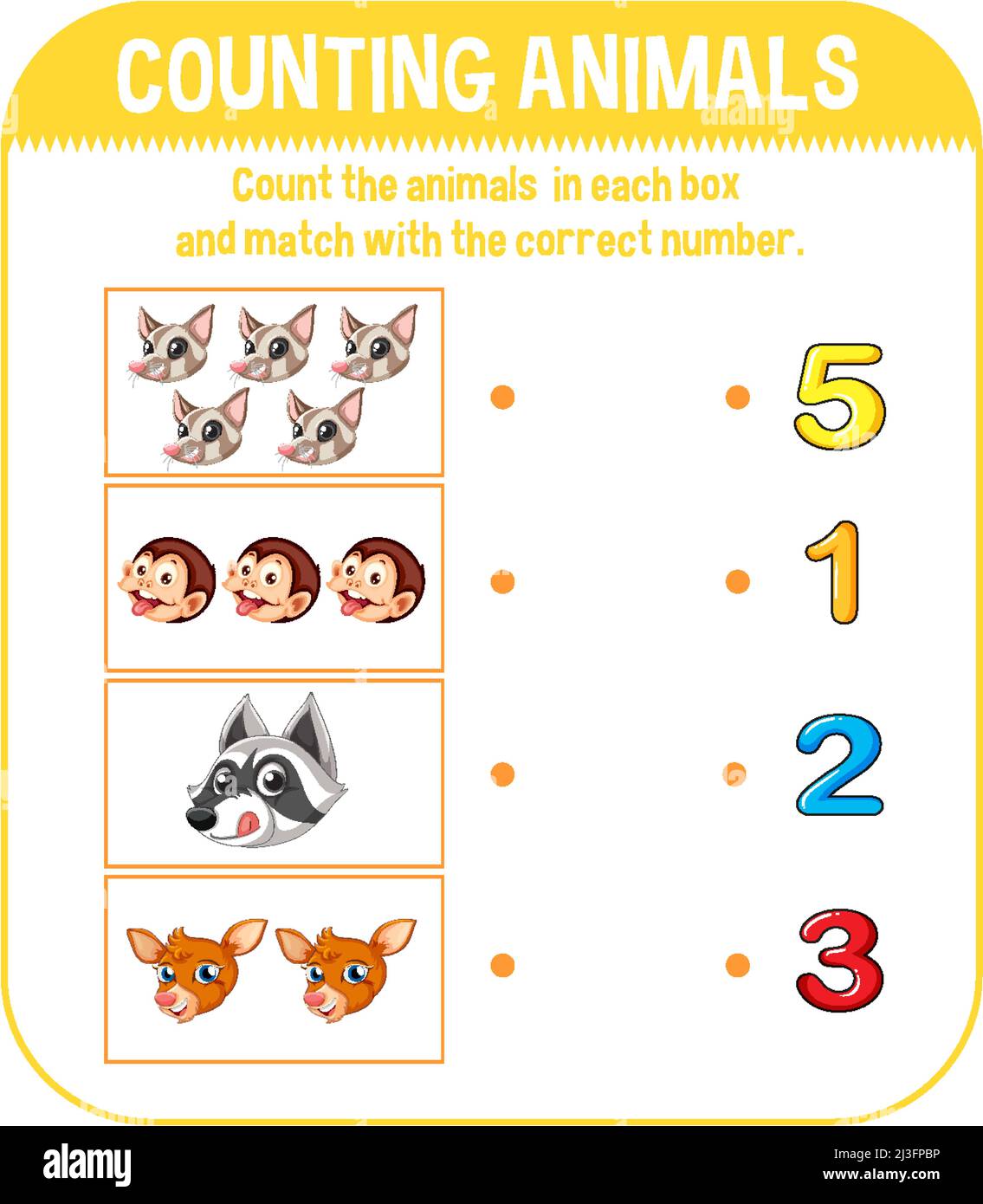 Worksheet design for counting animals illustration Stock Vector Image ...