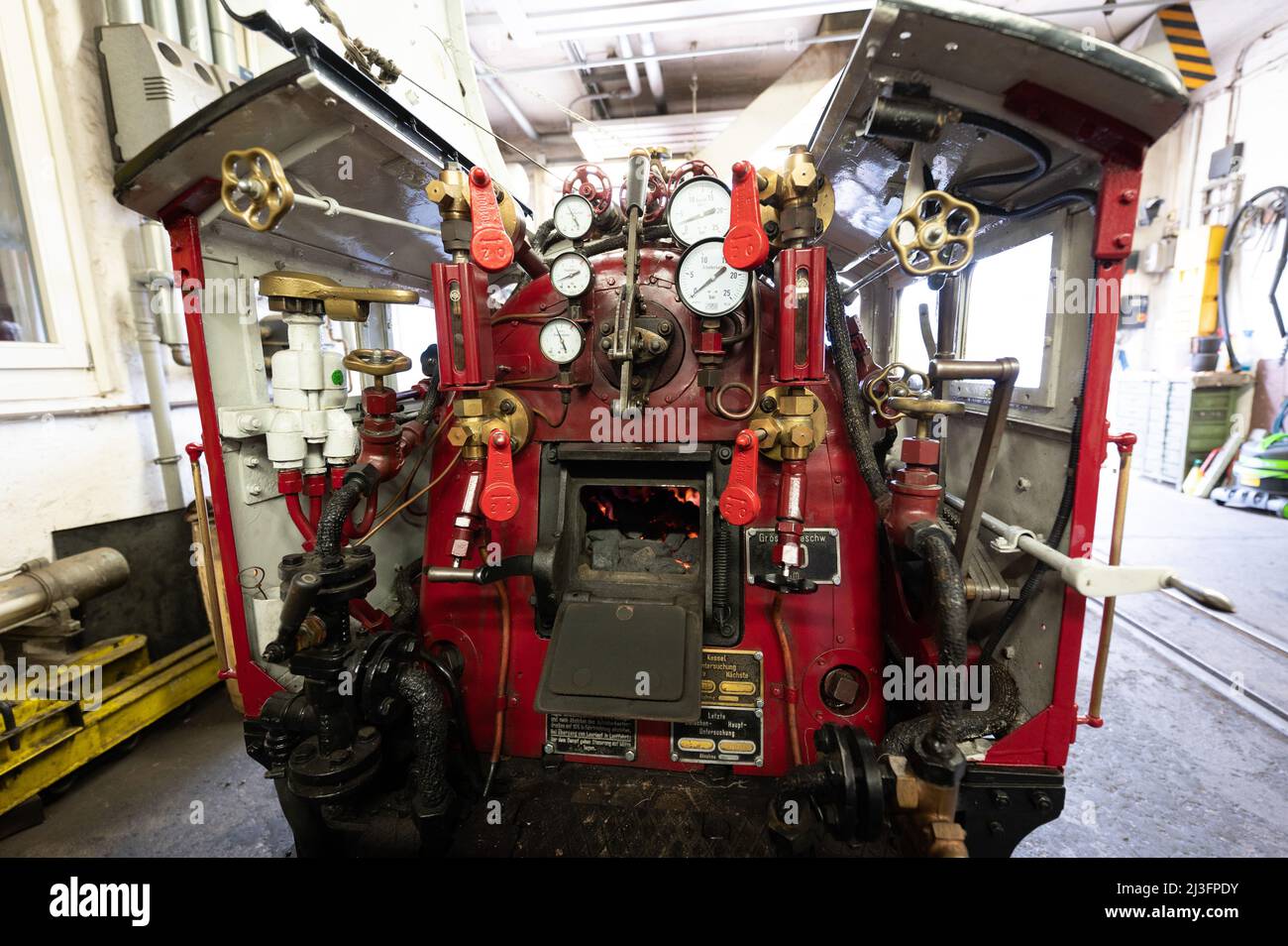 Dresden, Germany. 08th Apr, 2022. A fire burns in the furnace of a ...