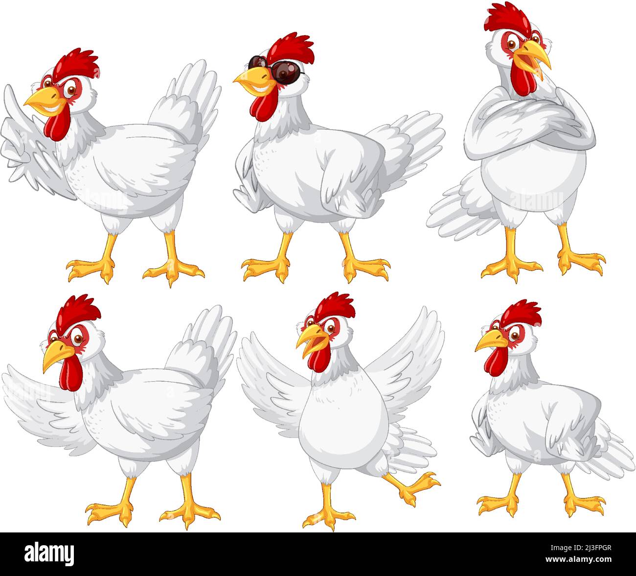 Set of different farm chickens in cartoon style illustration Stock Vector Image & Art - Alamy