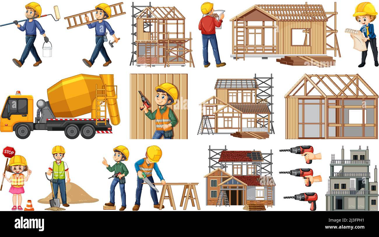 Set of construction site objects illustration Stock Vector Image & Art ...