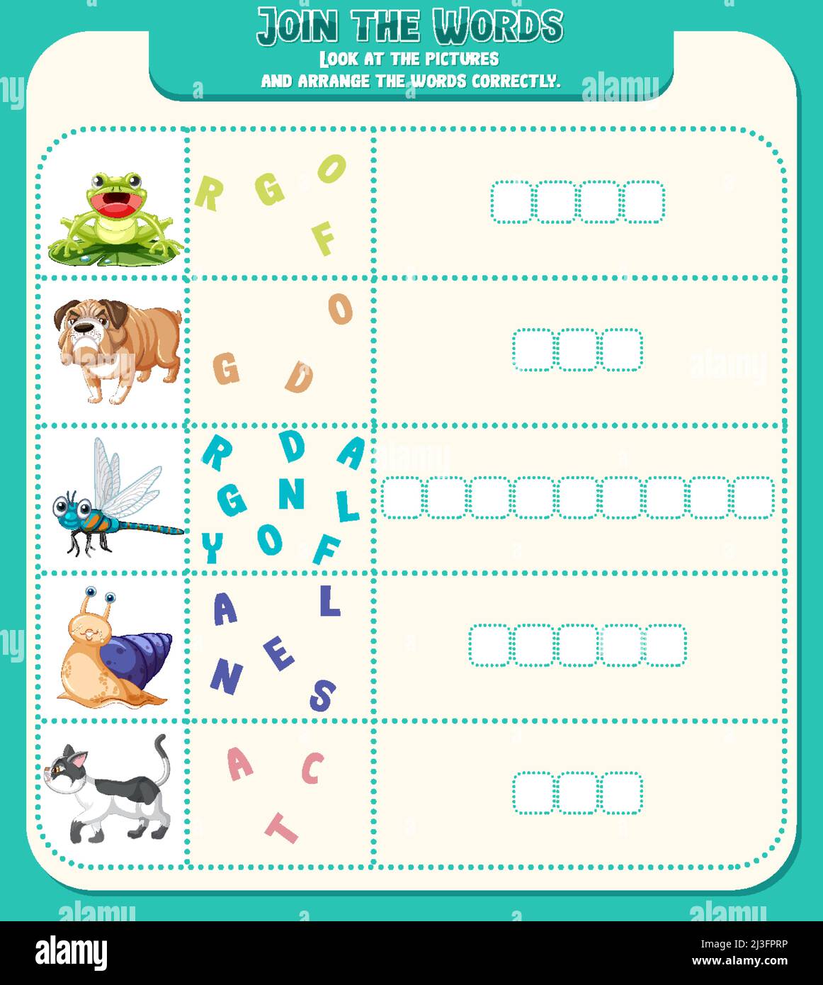 Arrange the letters in order with pictures illustration Stock Vector ...