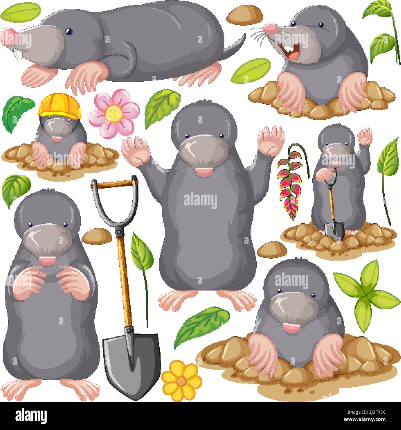 Seamless pattern with cute moles illustration Stock Vector Image & Art ...