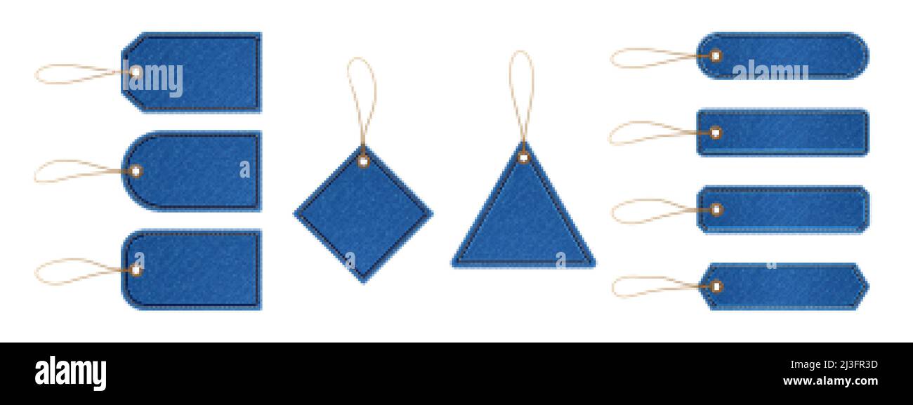 Jeans cloth labels and tags for apparel, denim textile brand badges ...