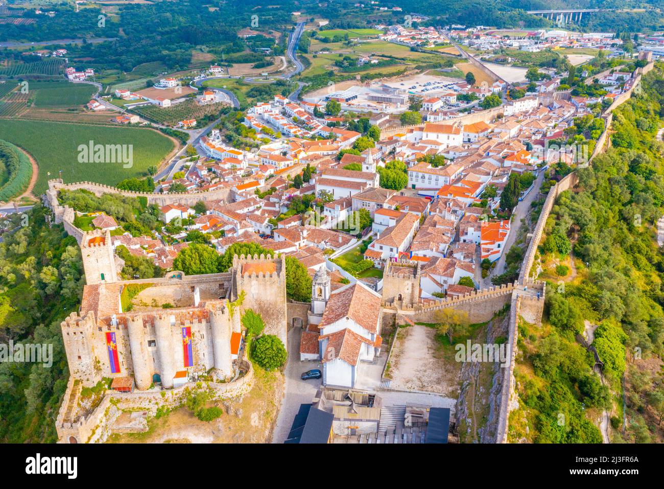 Panorama of Obidos town in Portugal Stock Photo - Alamy