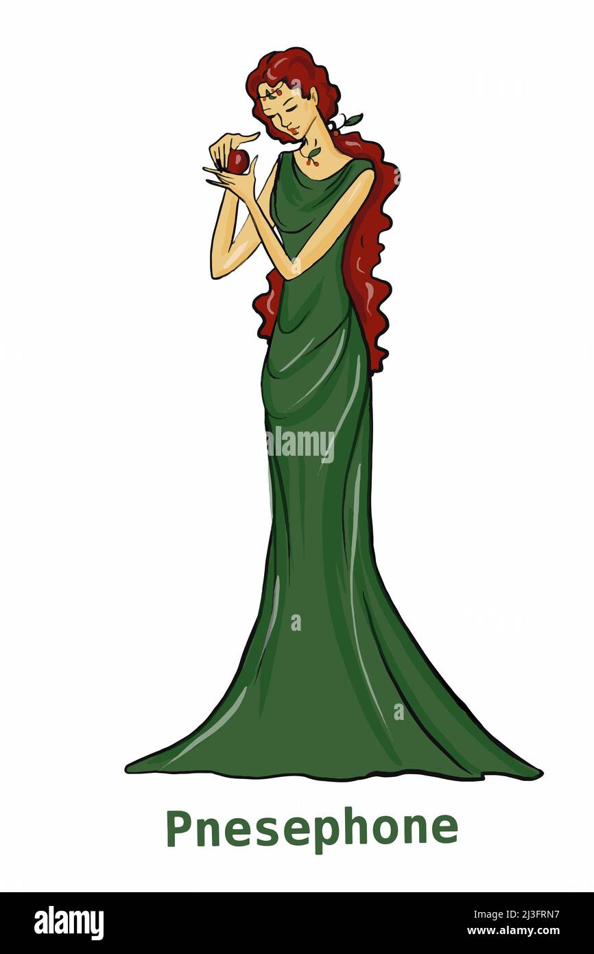 Greek mythology Gods, Pnesephone,illustration ,white background,line ...