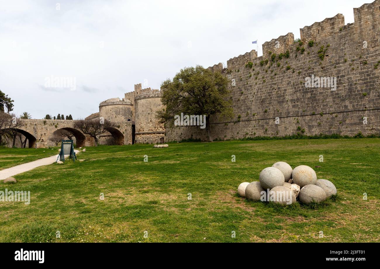 The Inner Moat of The Old Town Rhodes Greece Stock Photo - Alamy