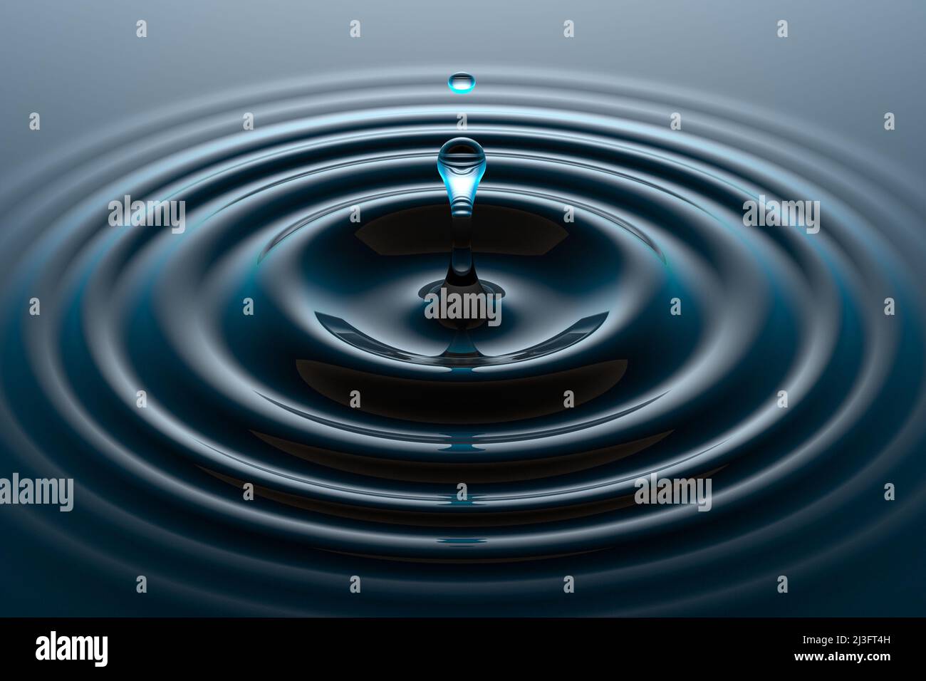 Water drop falling into water surface Stock Photo - Alamy