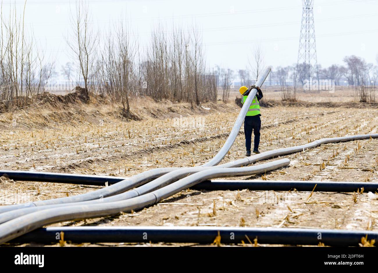 HOHHOT, CHINA - APRIL 8, 2022 - Construction workers work at a high ...