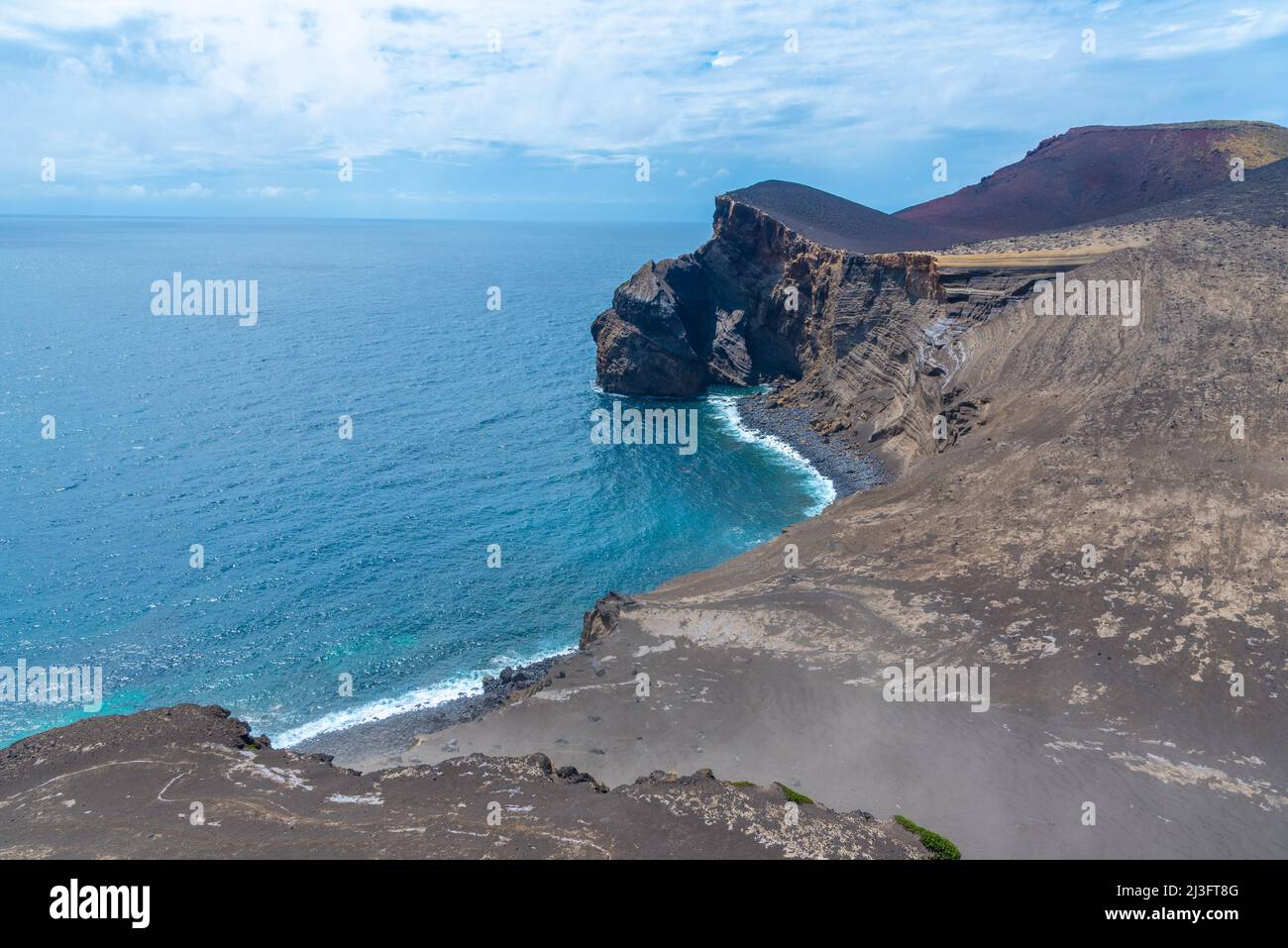 Seascape of Capelinhos volcano at Faial island, Azores, Portugal Stock ...