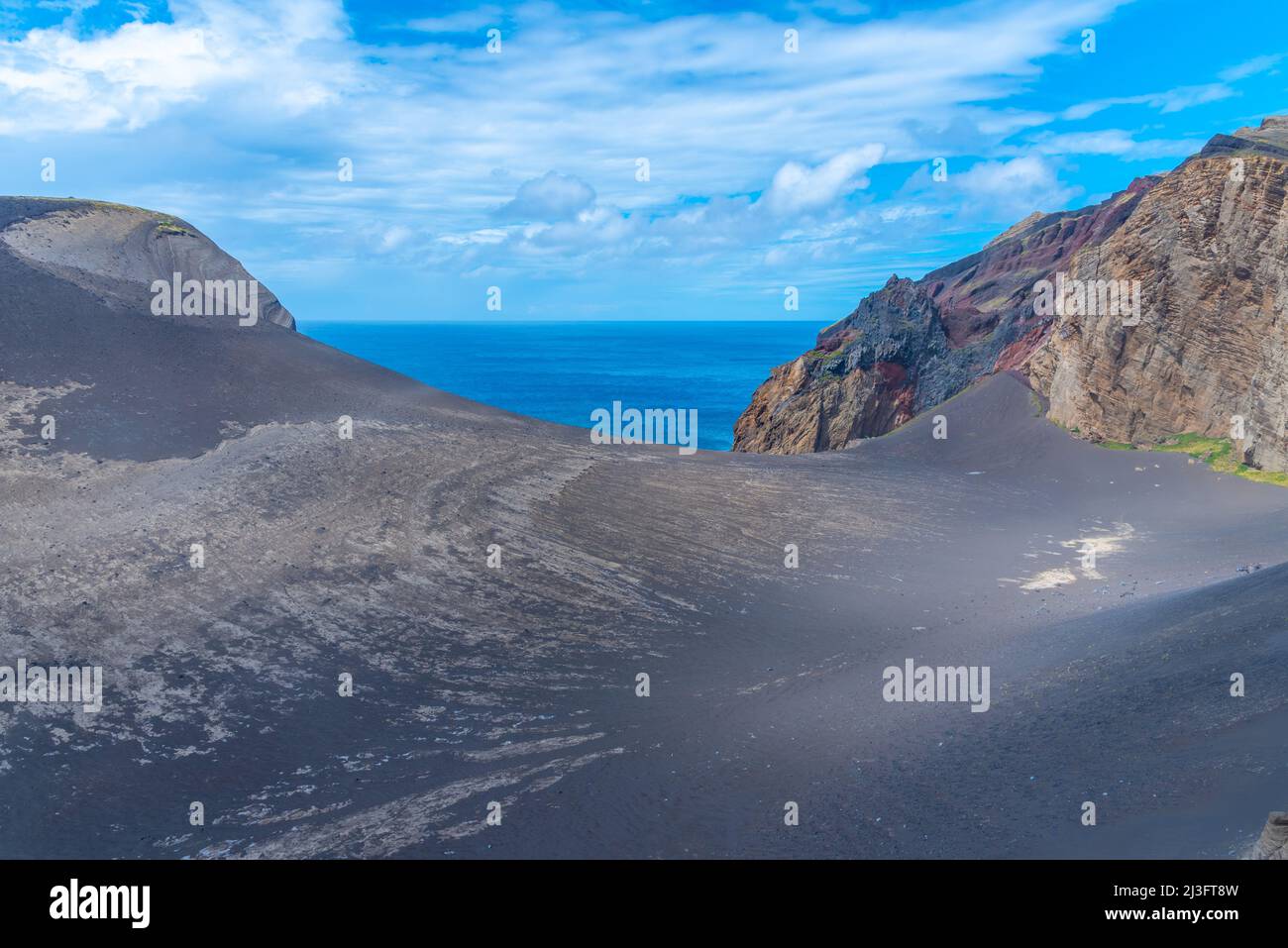 Seascape of Capelinhos volcano at Faial island, Azores, Portugal Stock ...
