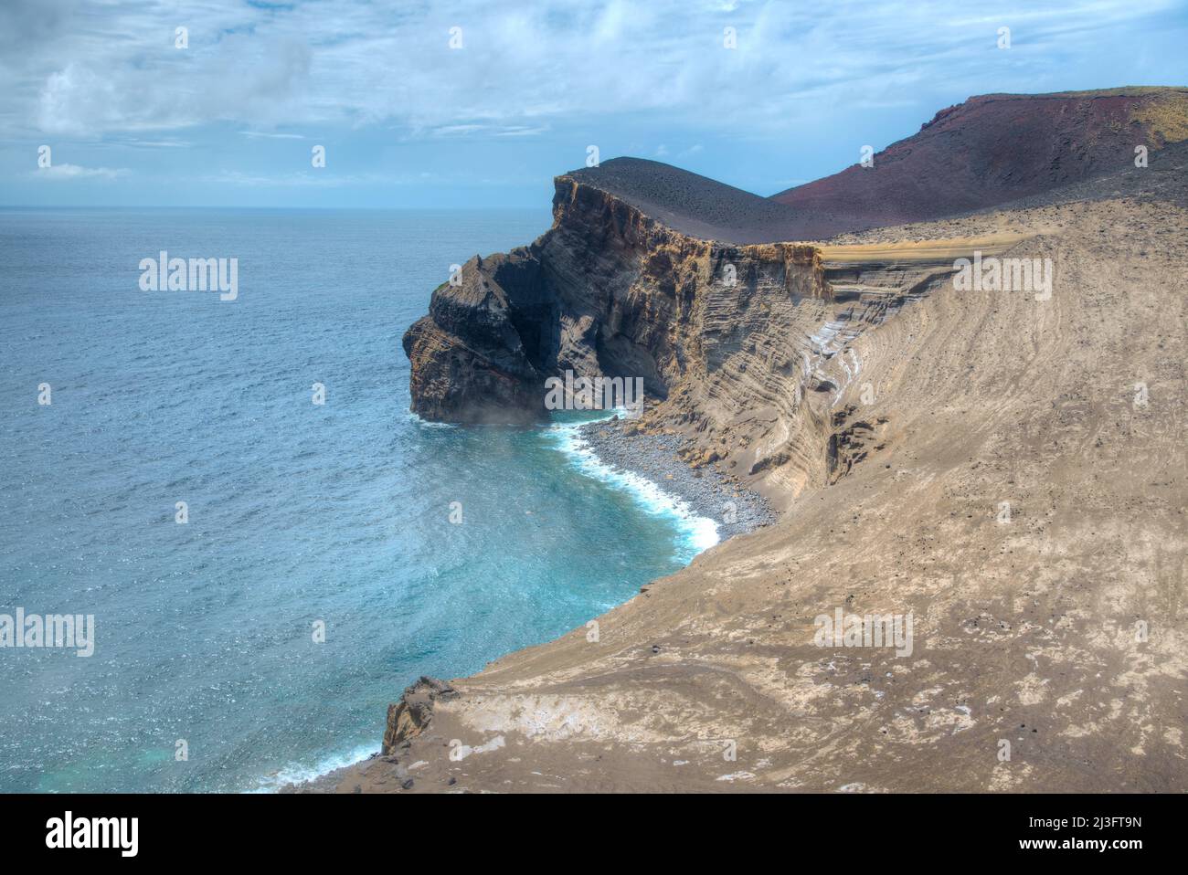 Seascape of Capelinhos volcano at Faial island, Azores, Portugal Stock ...