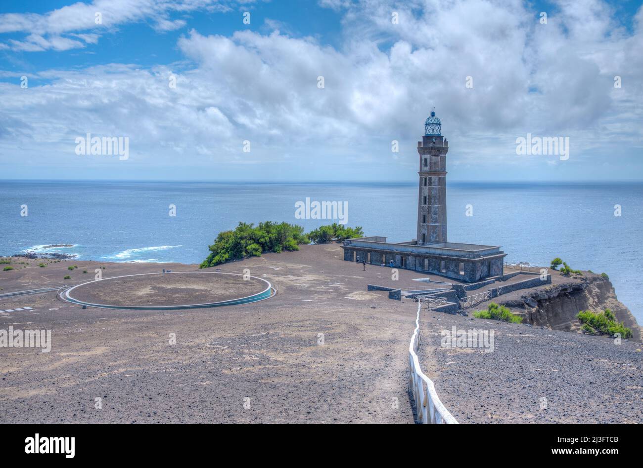 Farol da Ponta dos Capelinhos lighthouse at Faial island of the Azores ...