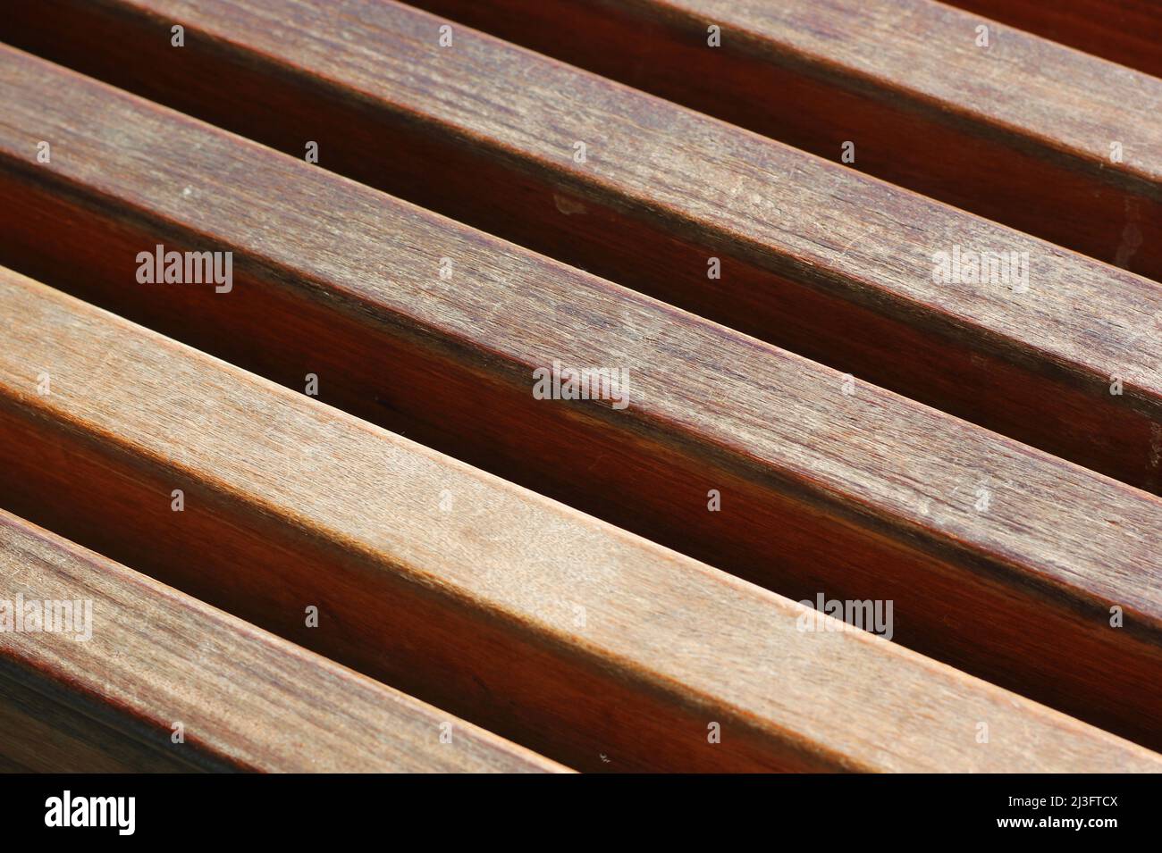 Wooden slats of a typical indoor bench in a diagonal fashion Stock ...