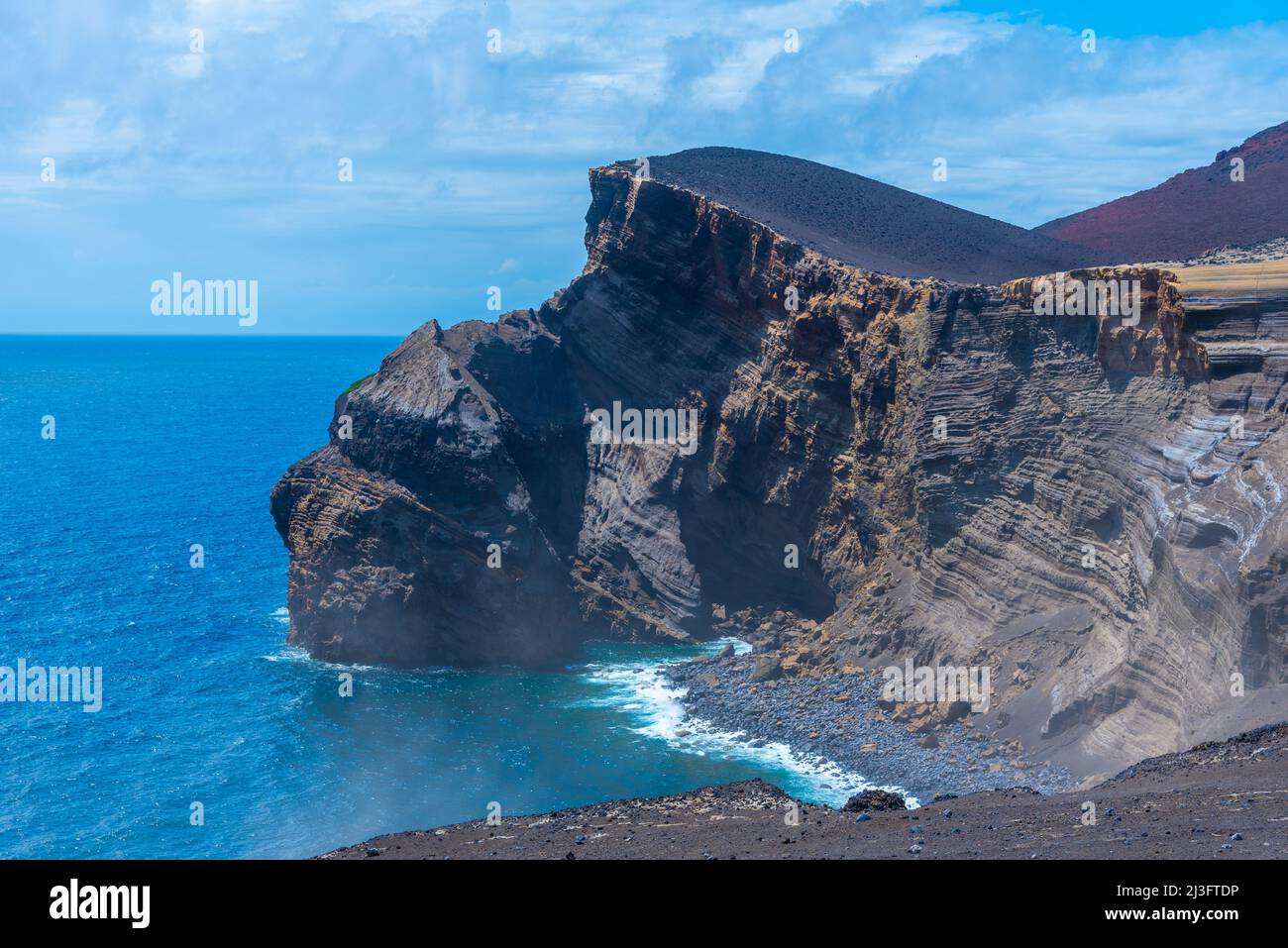 Seascape of Capelinhos volcano at Faial island, Azores, Portugal Stock ...