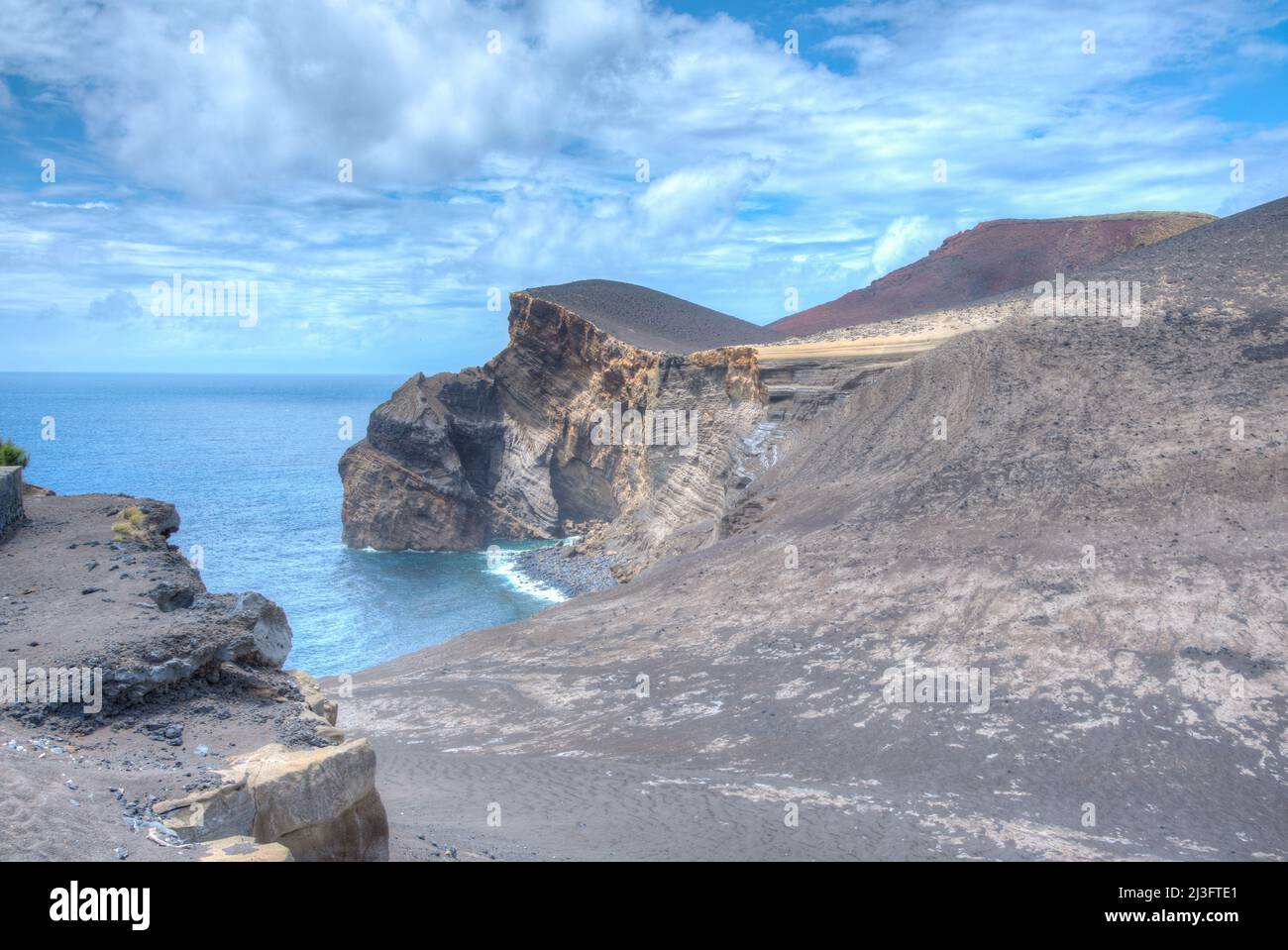 Seascape of Capelinhos volcano at Faial island, Azores, Portugal Stock ...