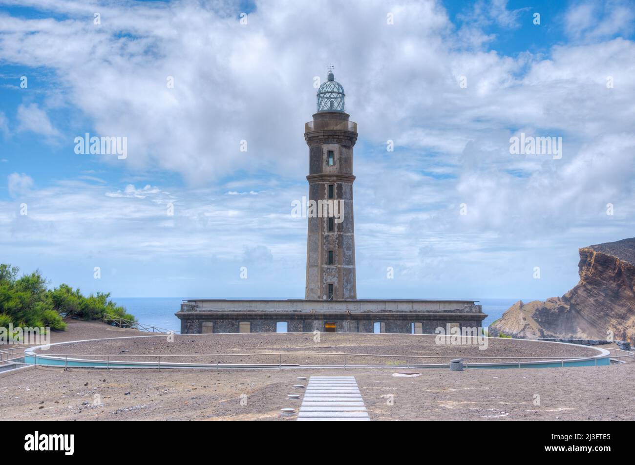 Farol da Ponta dos Capelinhos lighthouse at Faial island of the Azores ...