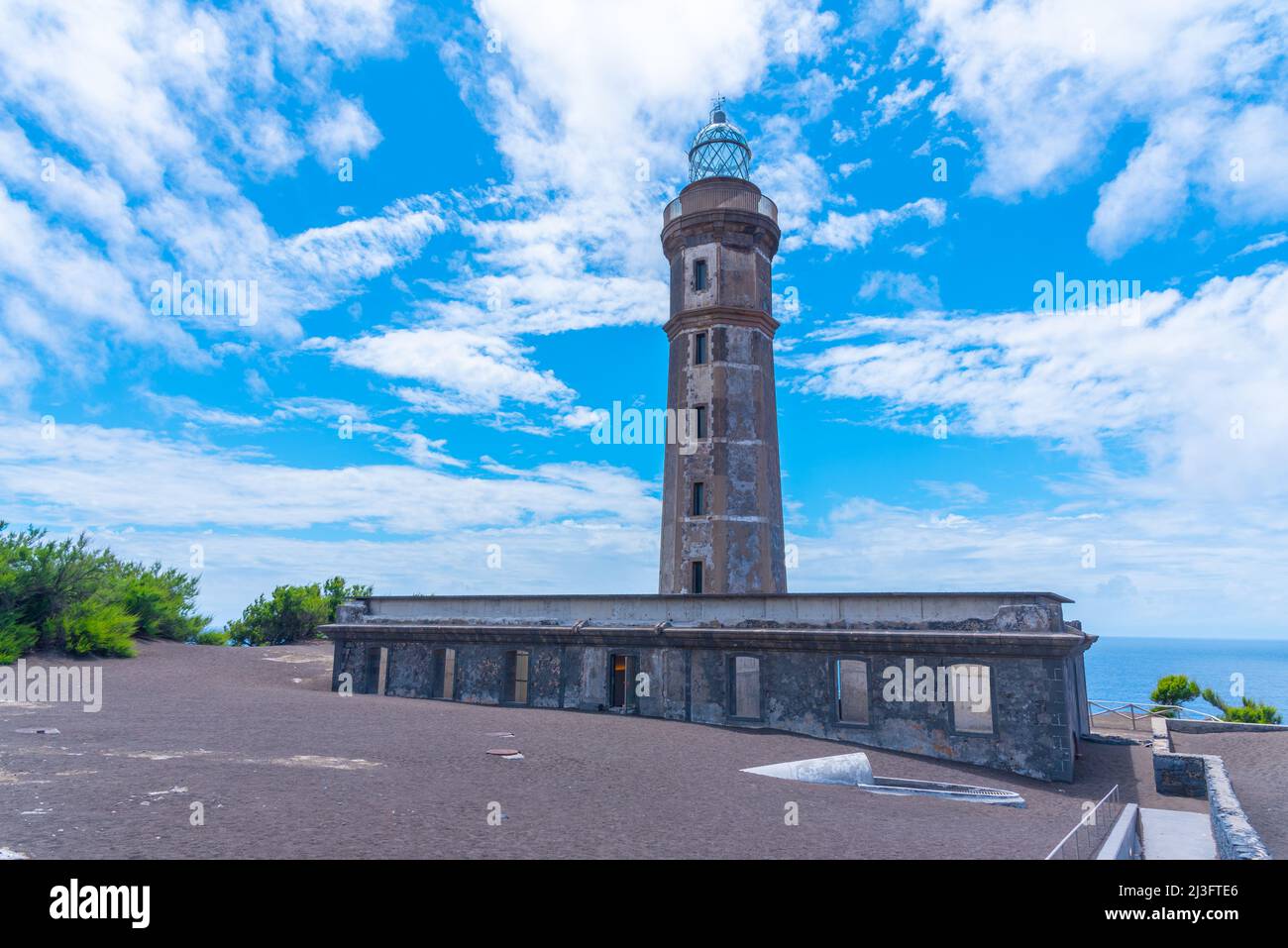 Farol da Ponta dos Capelinhos lighthouse at Faial island of the Azores ...