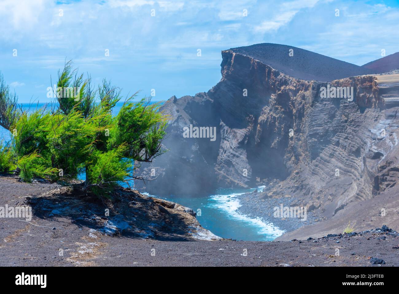 Seascape of Capelinhos volcano at Faial island, Azores, Portugal Stock ...
