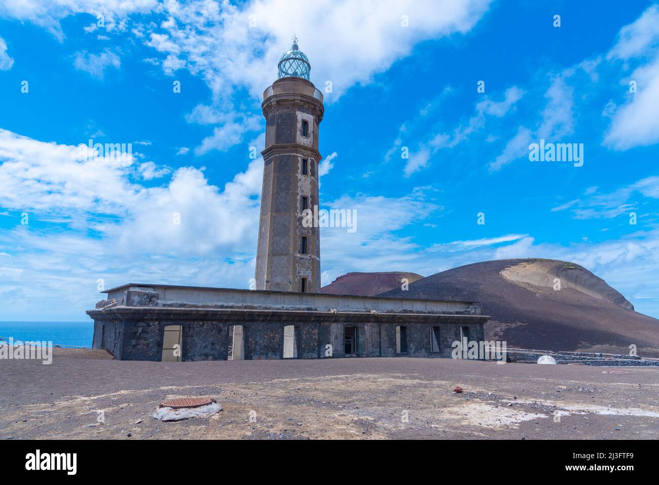 Farol da Ponta dos Capelinhos lighthouse at Faial island of the Azores ...
