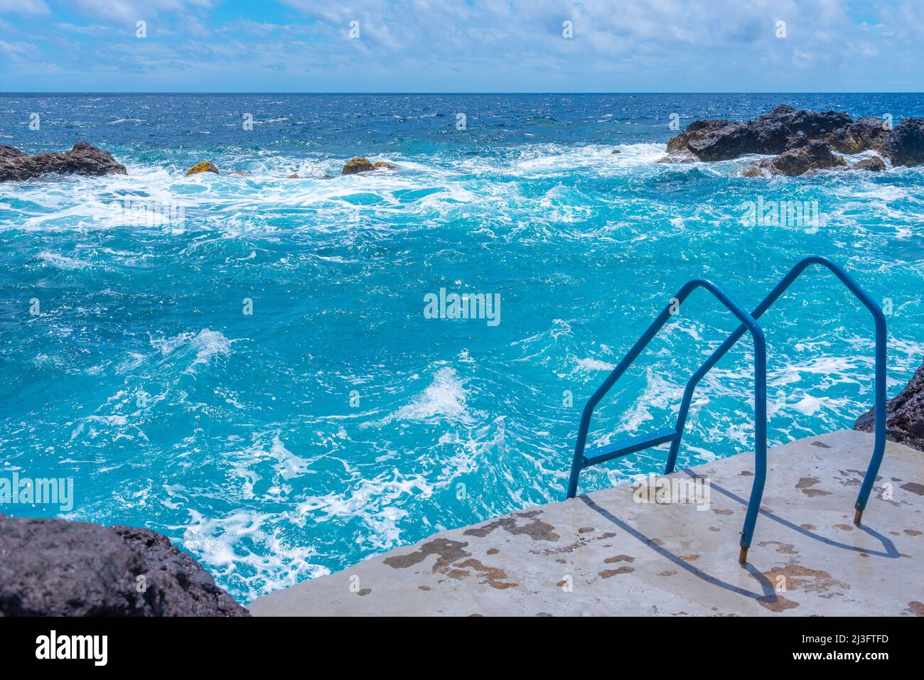 Varadouro natural swimming pools at Faial island, Azores, Portugal ...