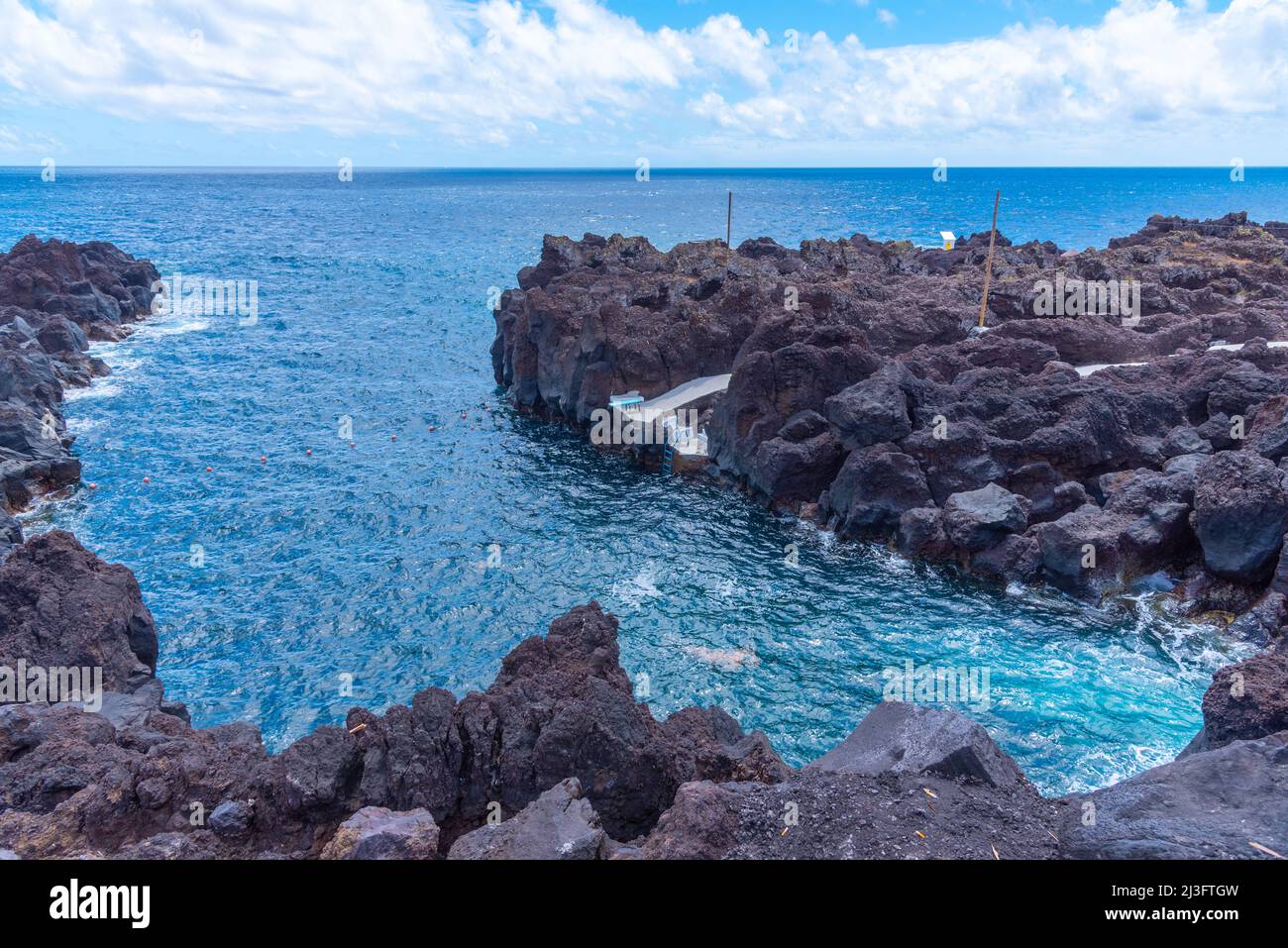 Varadouro natural swimming pools at Faial island, Azores, Portugal ...