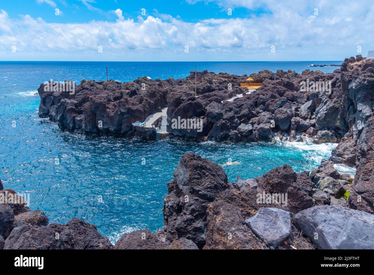 Varadouro natural swimming pools at Faial island, Azores, Portugal ...
