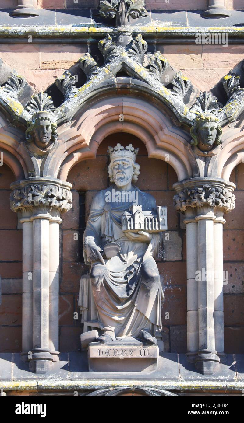 Statue of King Henry III of England on the west front of Lichfield ...