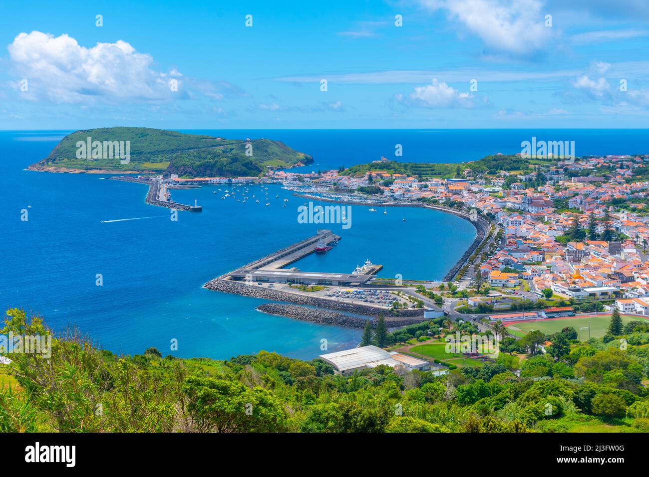 Aerial view of Portuguese town Horta at Faial island Stock Photo - Alamy