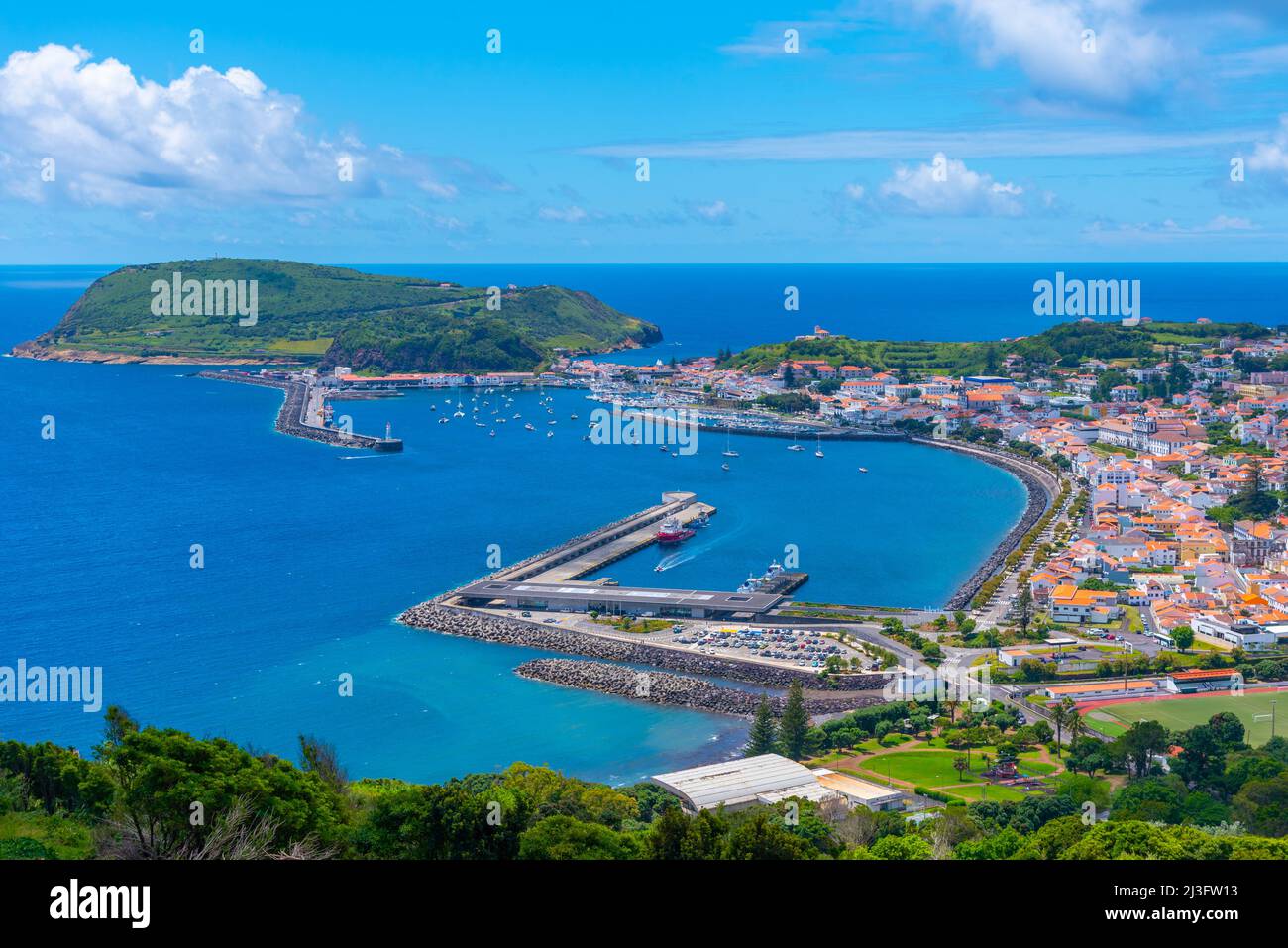 Aerial view of Portuguese town Horta at Faial island Stock Photo - Alamy