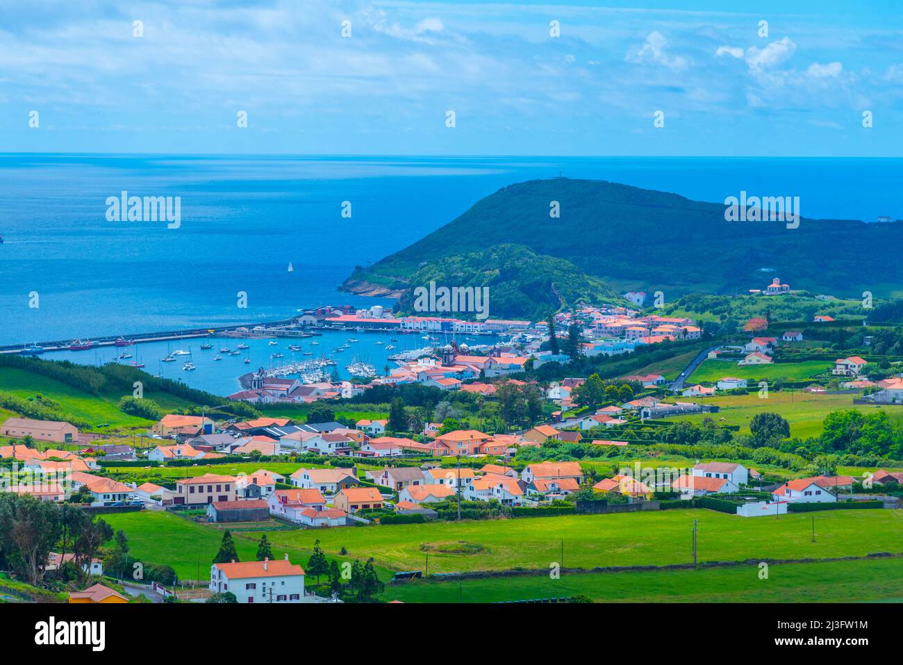 Aerial view of Portuguese town Horta at Faial island Stock Photo - Alamy