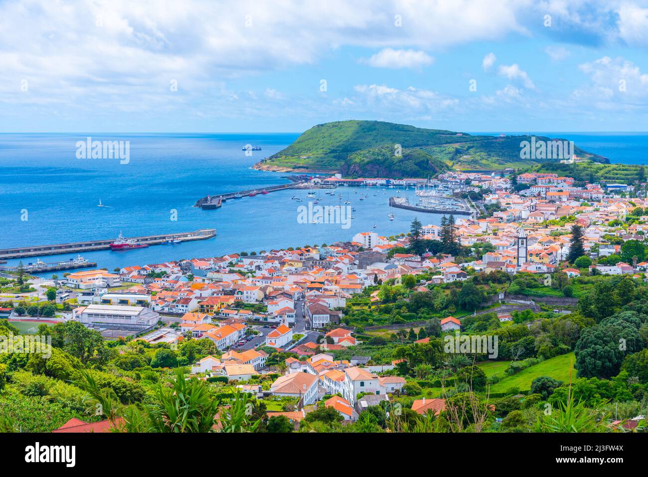 Aerial view of Portuguese town Horta at Faial island Stock Photo - Alamy