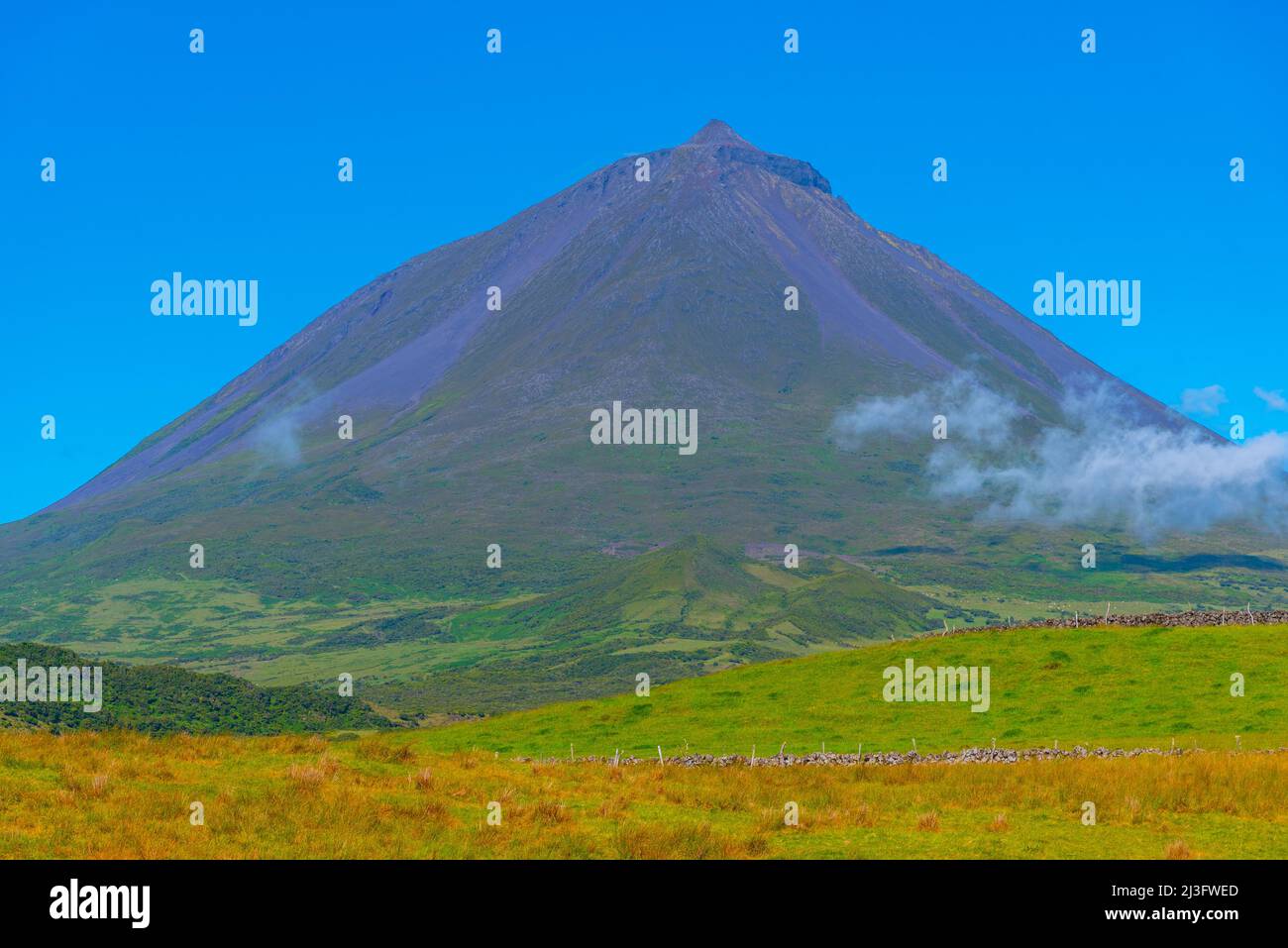 Landscape of Pico island dominated by Pico mountain, Azores, Portugal ...