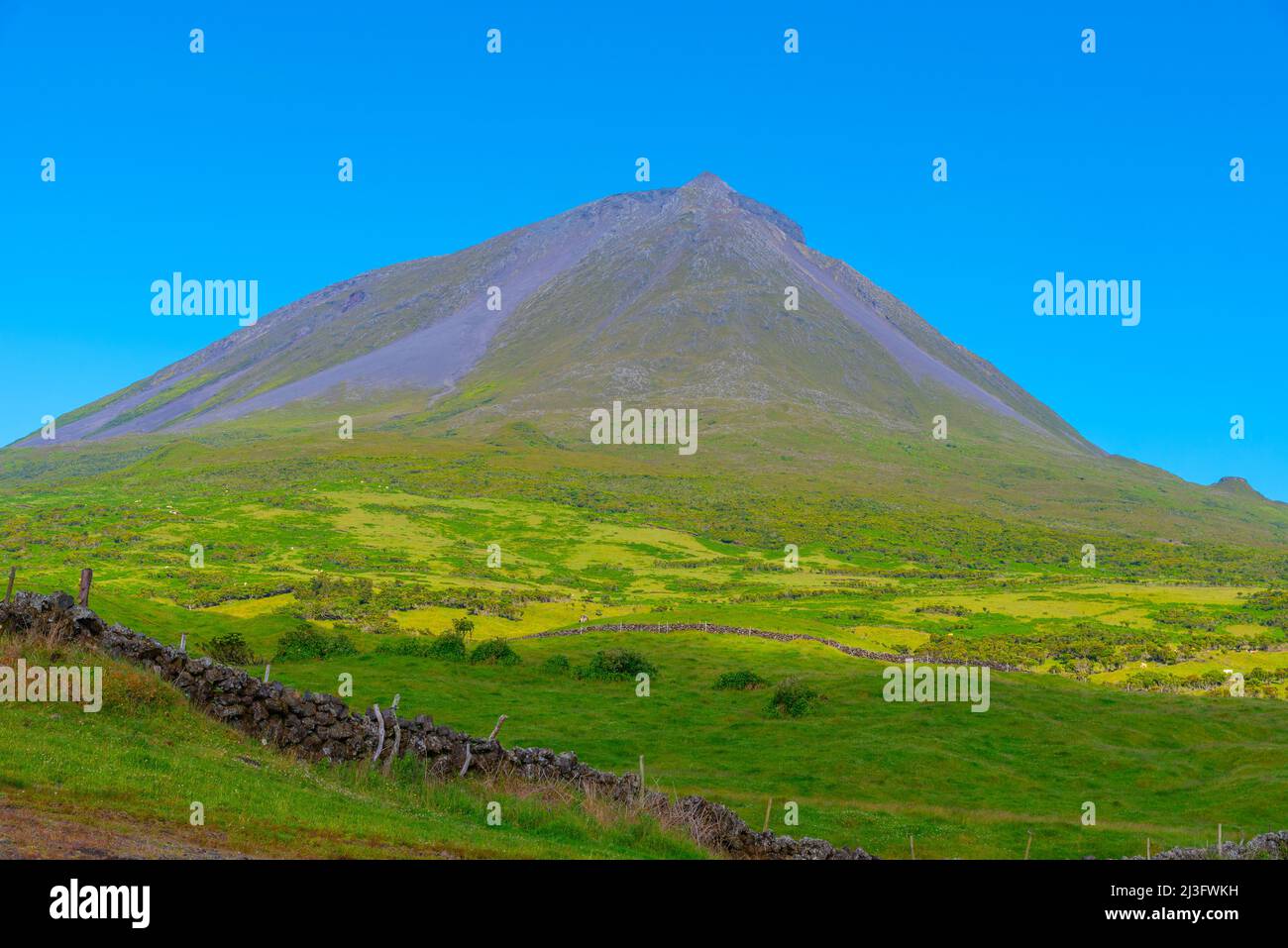 Landscape of Pico island dominated by Pico mountain, Azores, Portugal ...