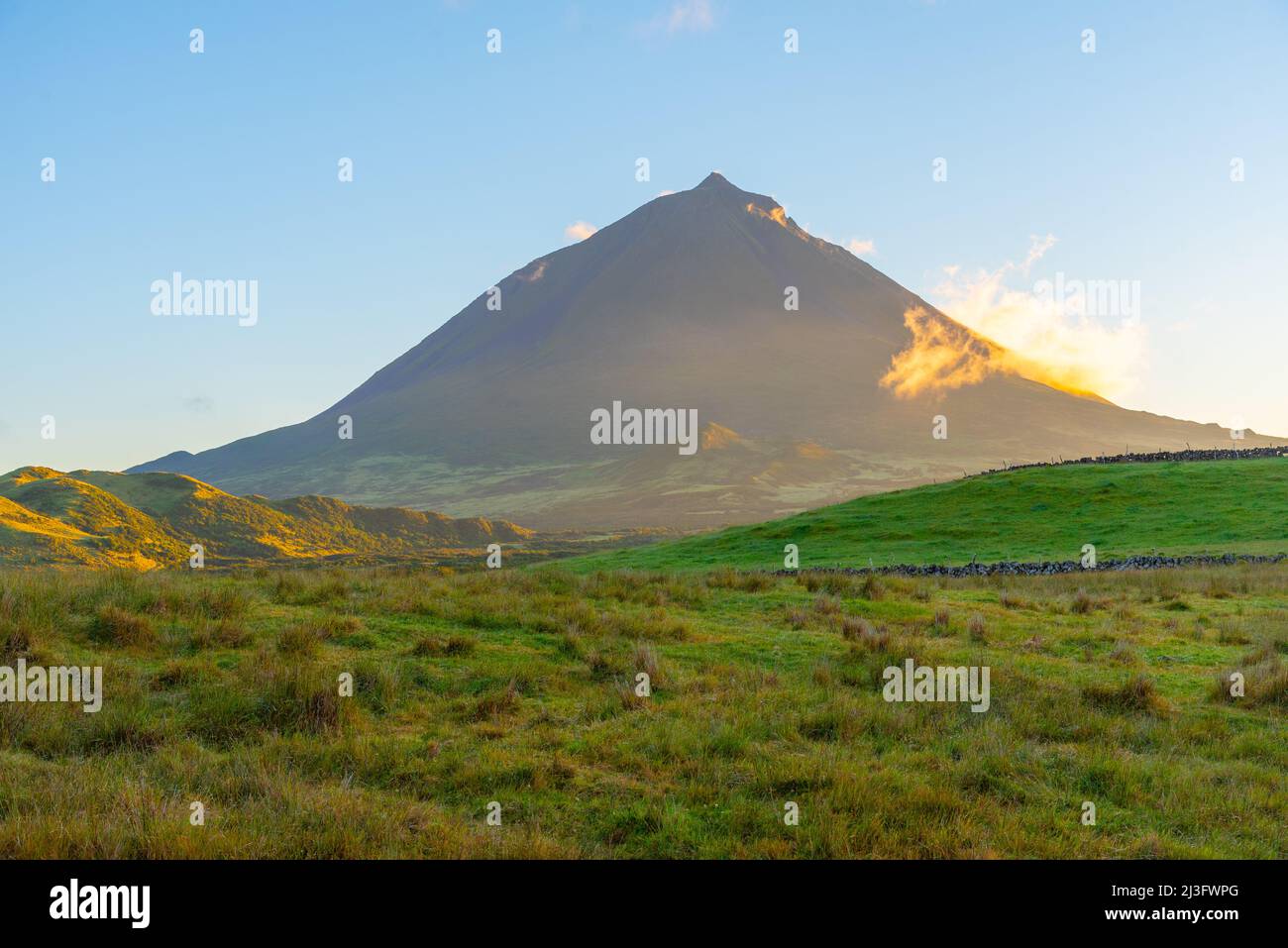Landscape of Pico island dominated by Pico mountain, Azores, Portugal ...