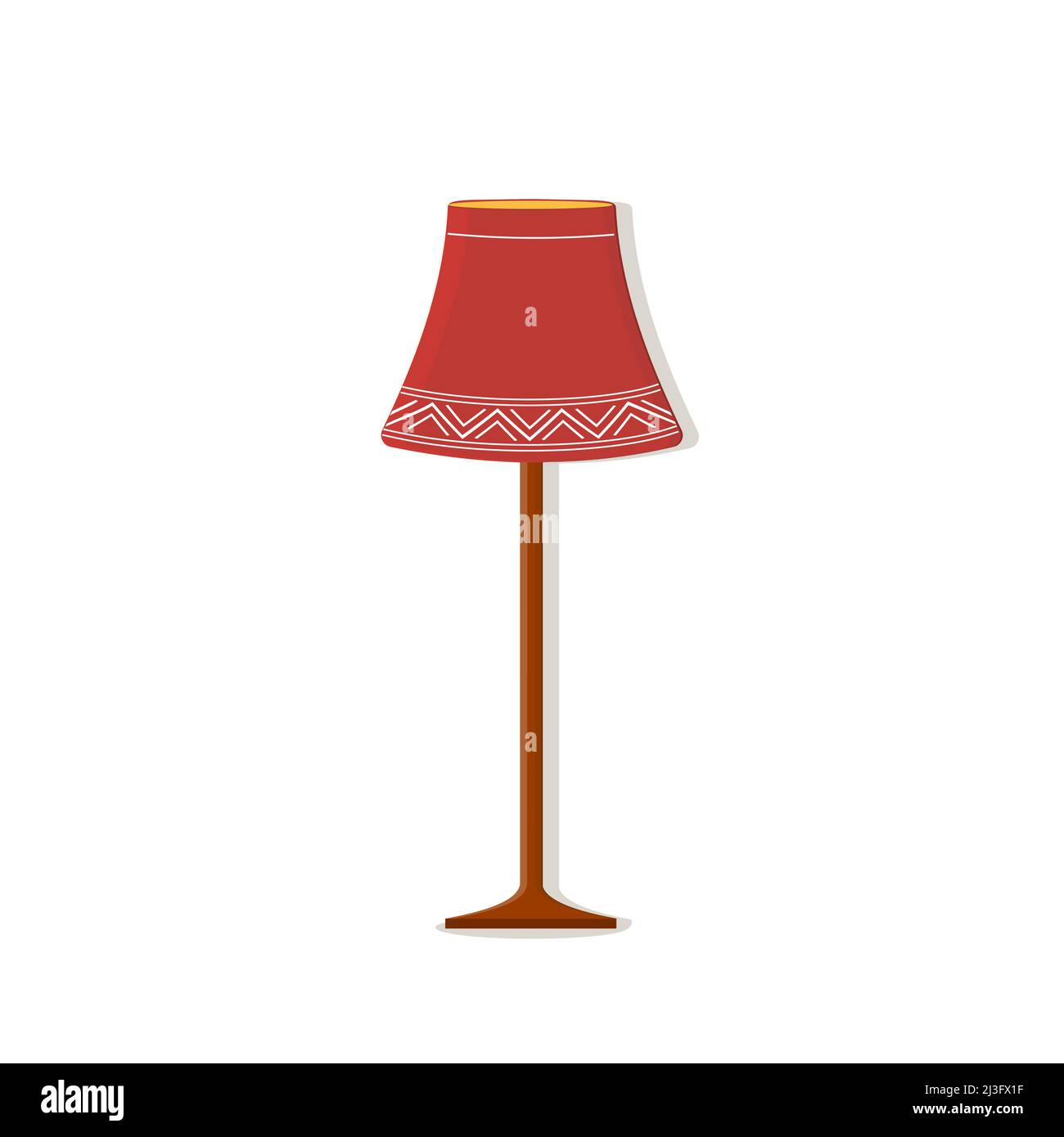 home interior red floor lamp, color vector illustration flat Stock ...