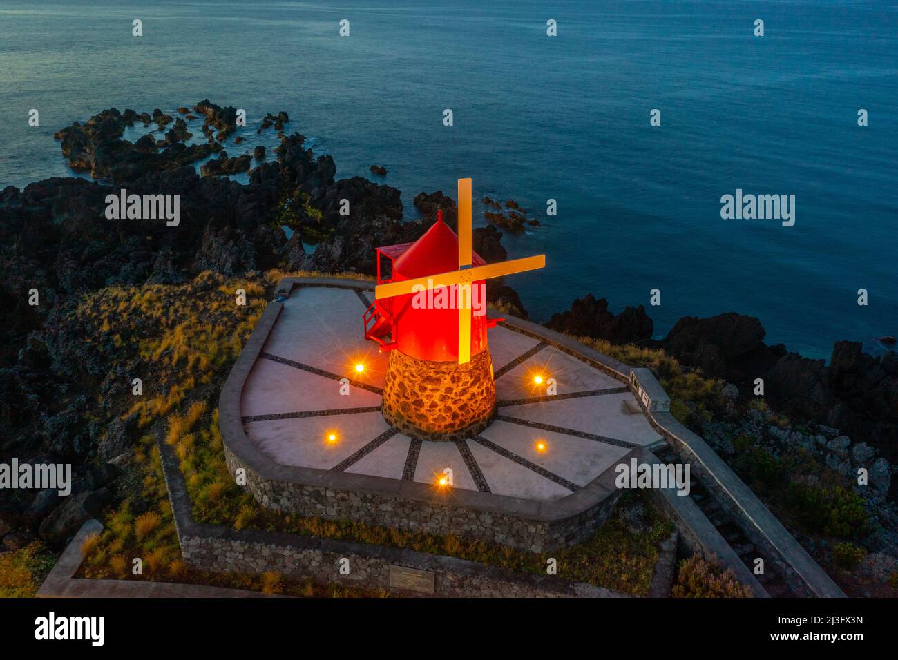 Wooden windmill at Sao Roque do Pico at the Azores, Portugal Stock ...
