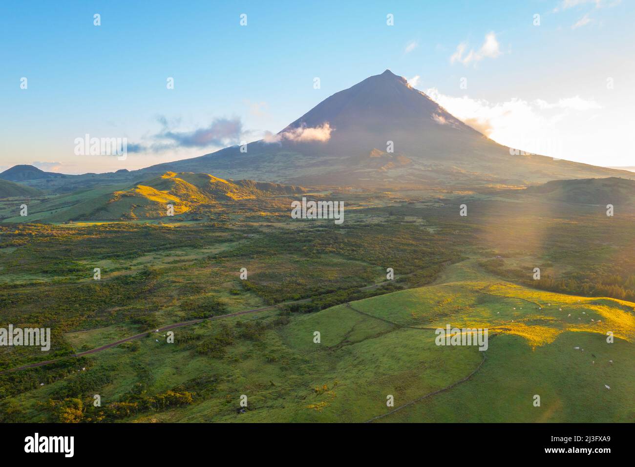 Landscape of Pico island dominated by Pico mountain, Azores, Portugal ...