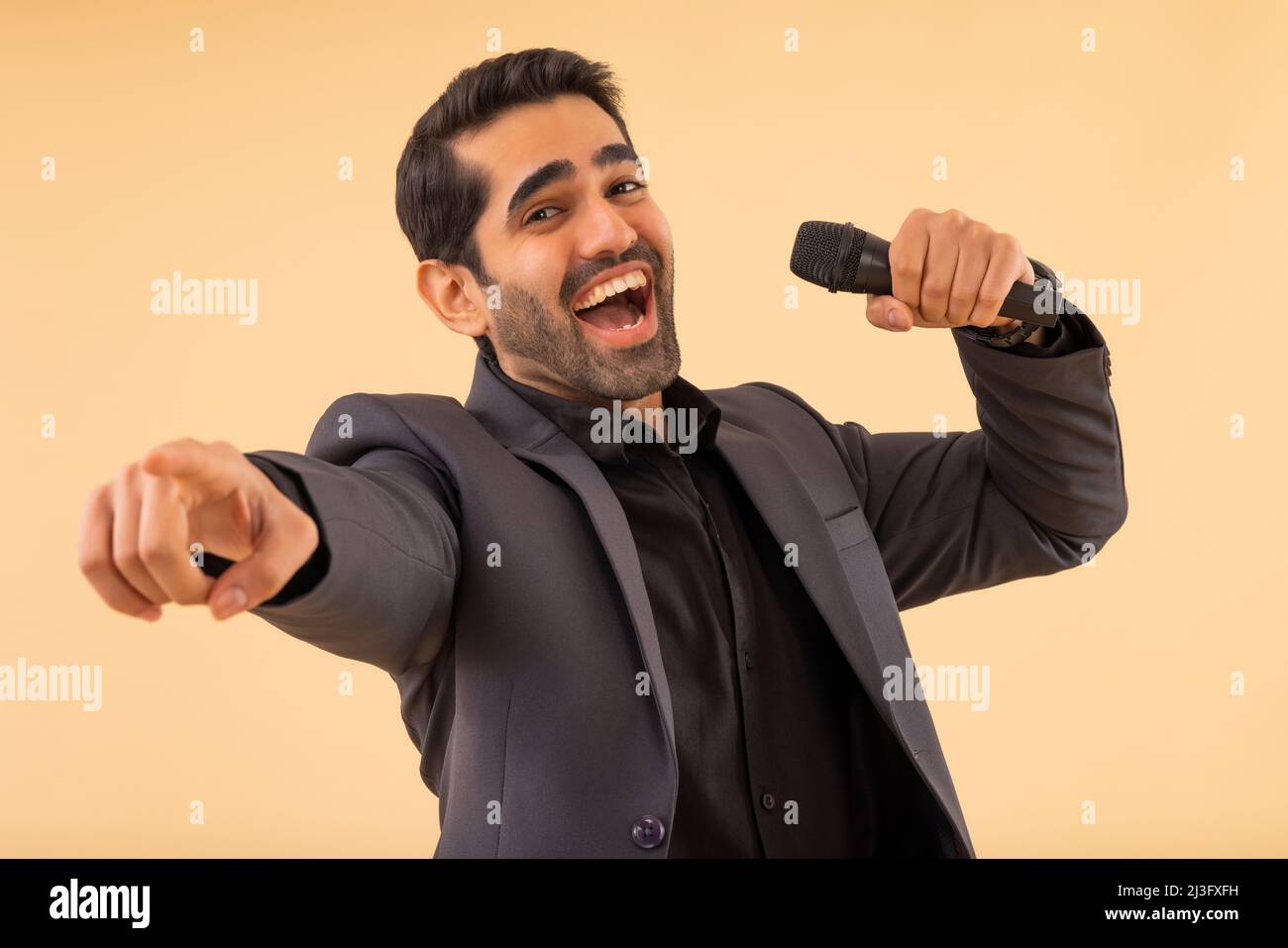 Businessman singing microphone hi-res stock photography and images - Alamy