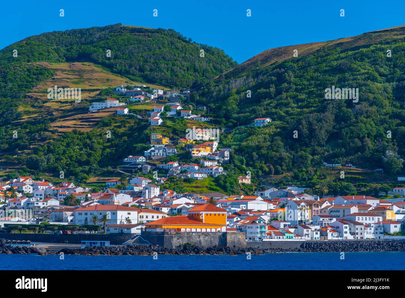 Velas port on Sao Jorge island of the Azores, Portugal Stock Photo - Alamy