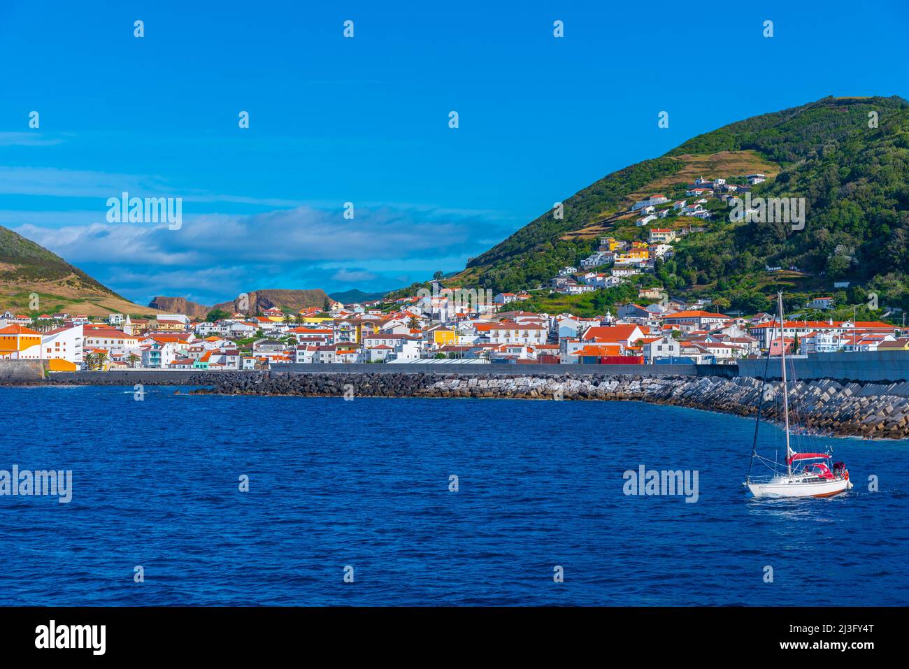 Velas port on Sao Jorge island of the Azores, Portugal Stock Photo - Alamy