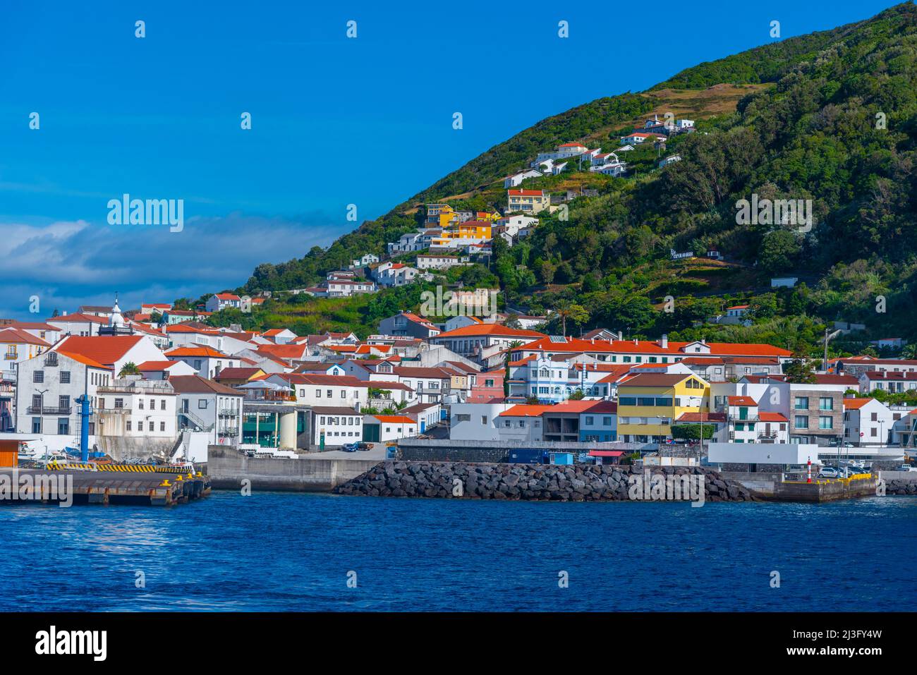 Velas port on Sao Jorge island of the Azores, Portugal Stock Photo - Alamy