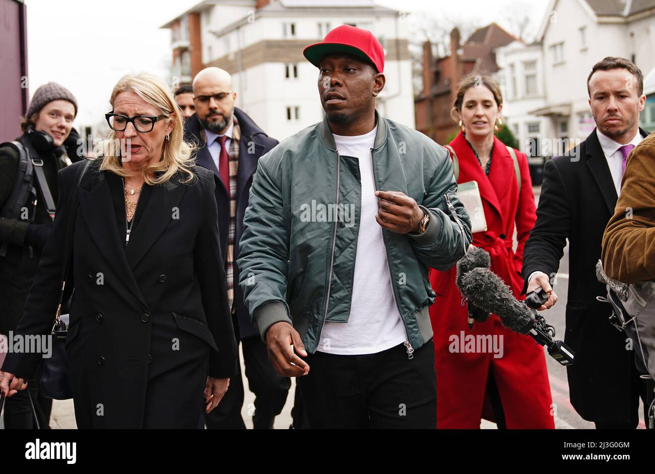Grime artist Dizzee Rascal, real name Dylan Kwabena Mills (centre ...