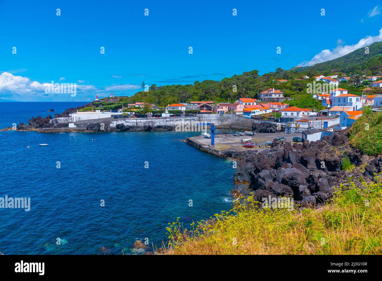 Urzelina town on Sao Jorge island of the Azores, Portugal Stock Photo ...