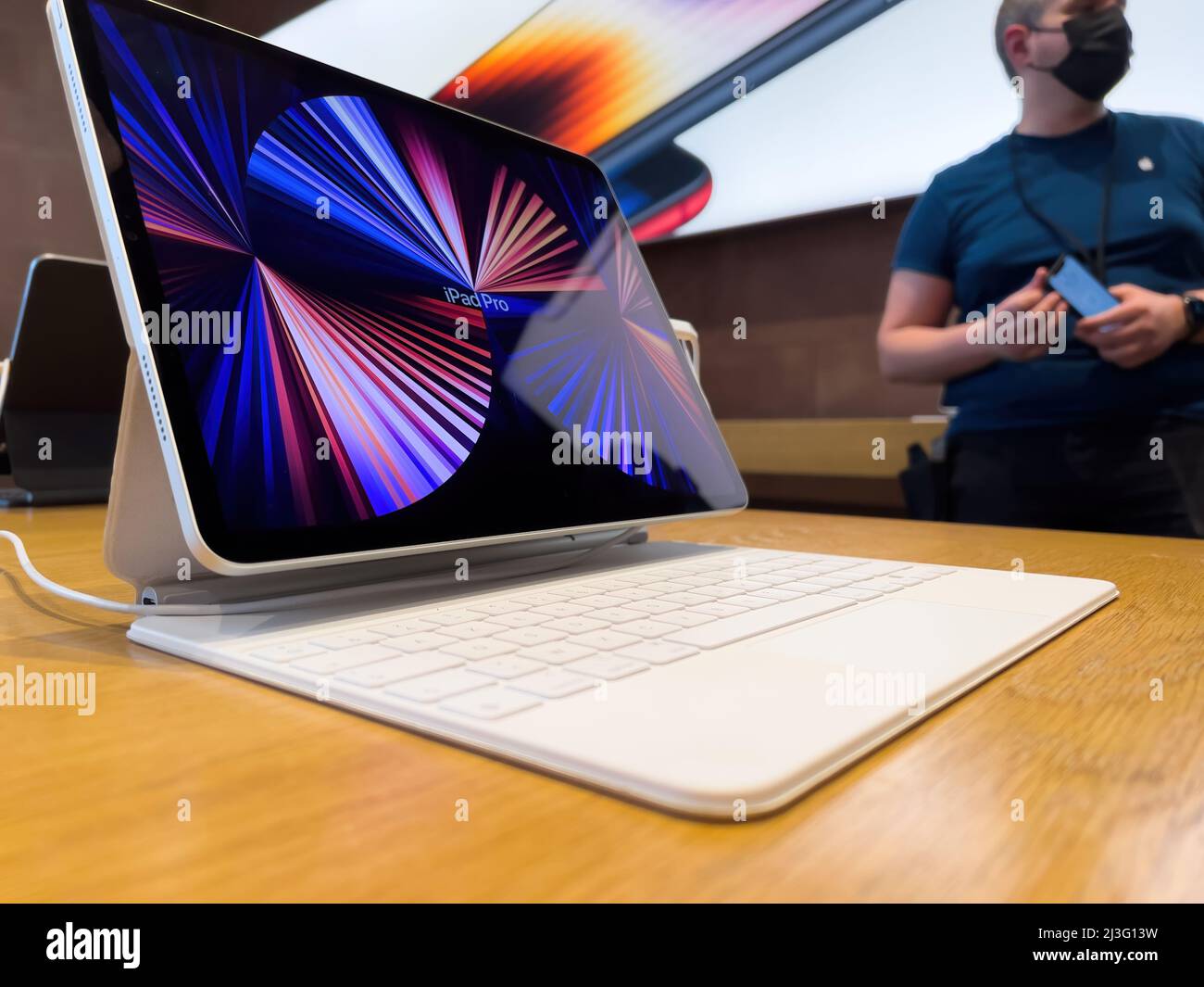 Paris, France - Ap 7, 2022: New Apple Computers iPad Pro tablet on the ...