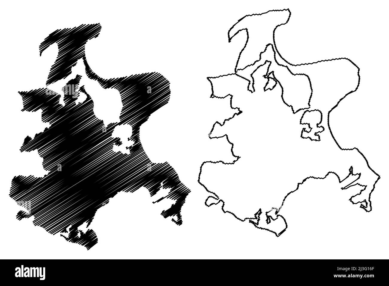Rugen island (Baltic Sea, Federal Republic of Germany) map vector ...