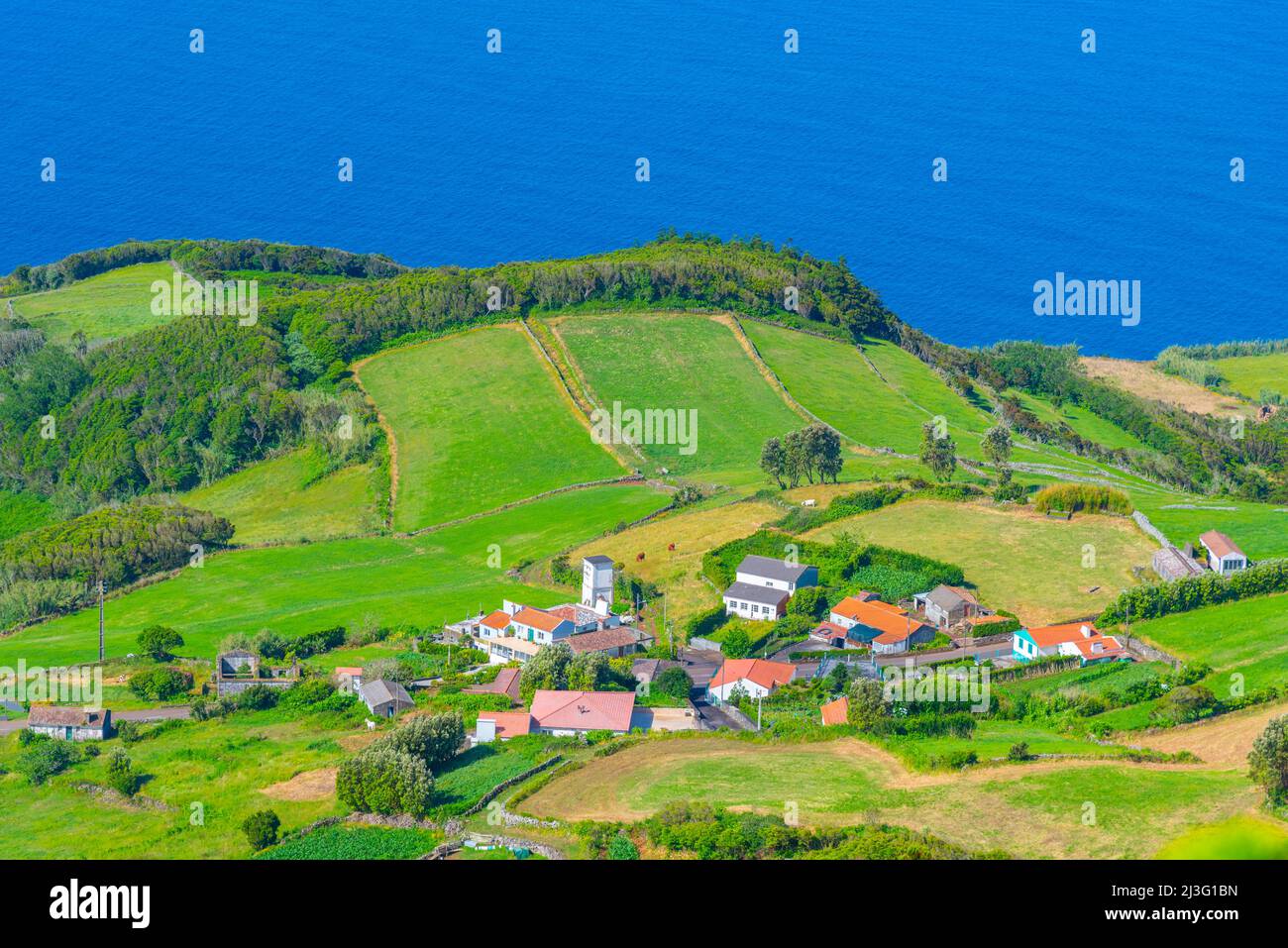 Rural landscape of Sao Jorge island at the Azores, Portugal Stock Photo ...