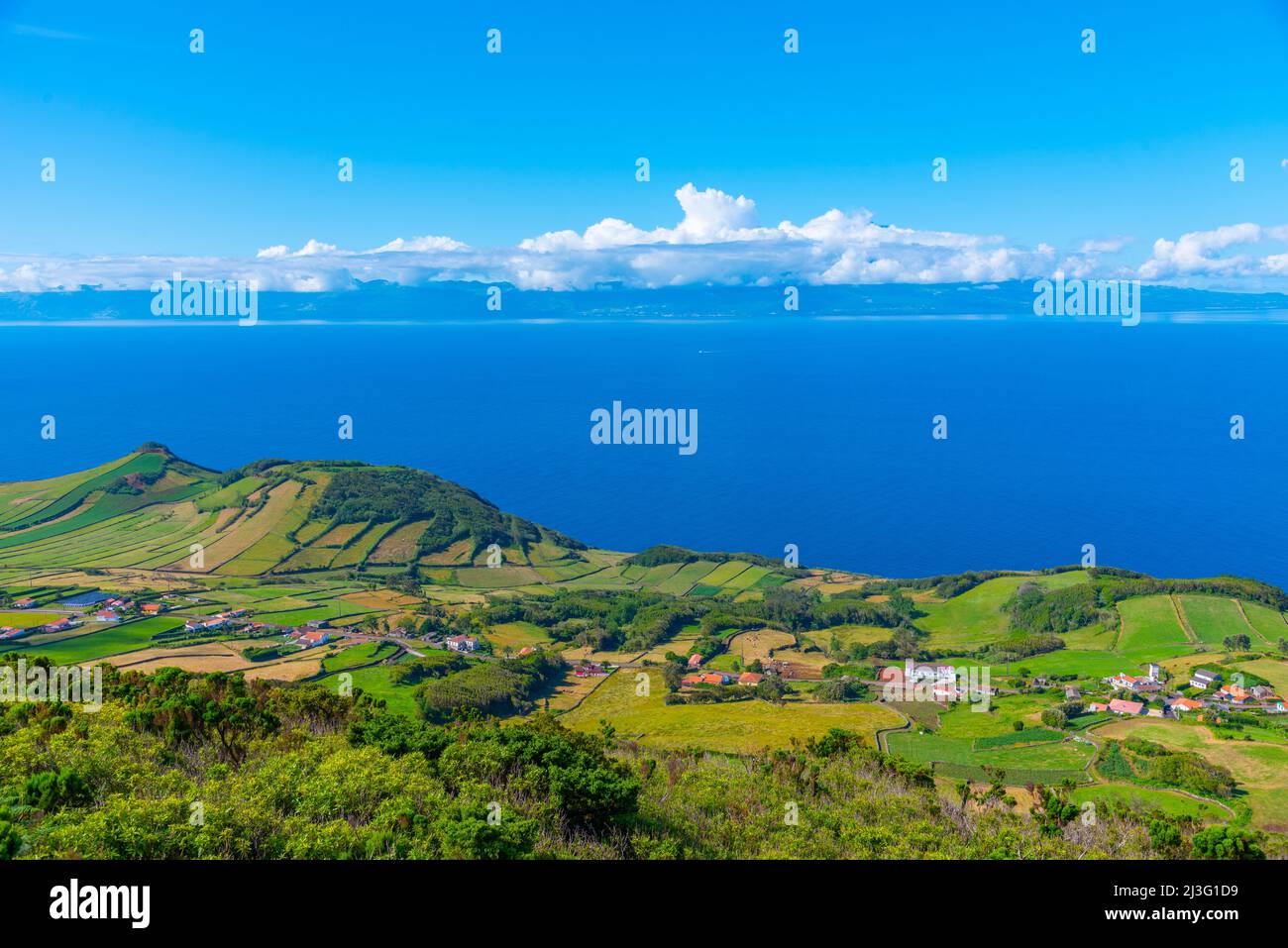 Rural landscape of Sao Jorge island at the Azores, Portugal Stock Photo ...